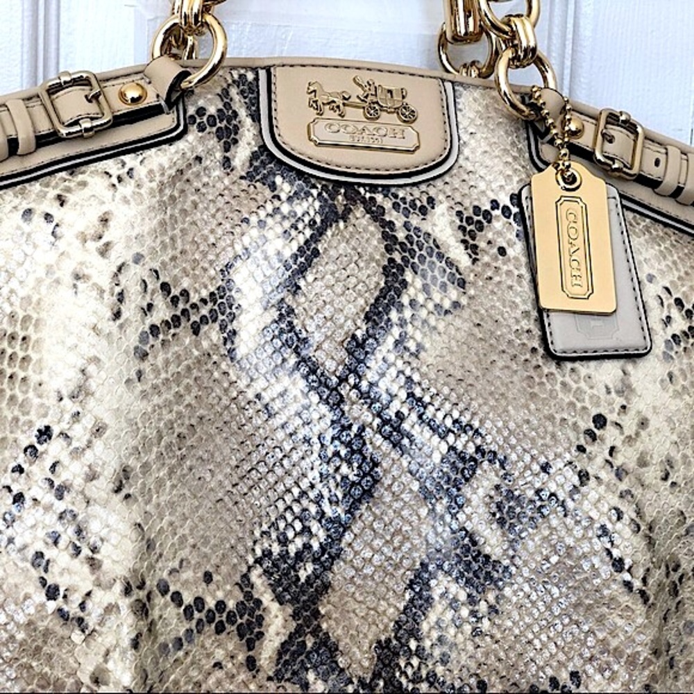 Coach Madison Lindsey Embossed Metallic Python Leathe… - Gem
